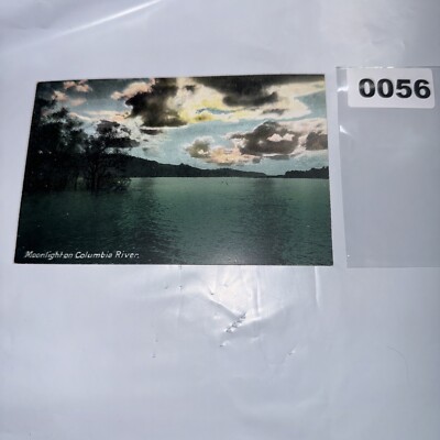 Antique circa 1910 postcard Moonlight on the Columbia river number sign ...