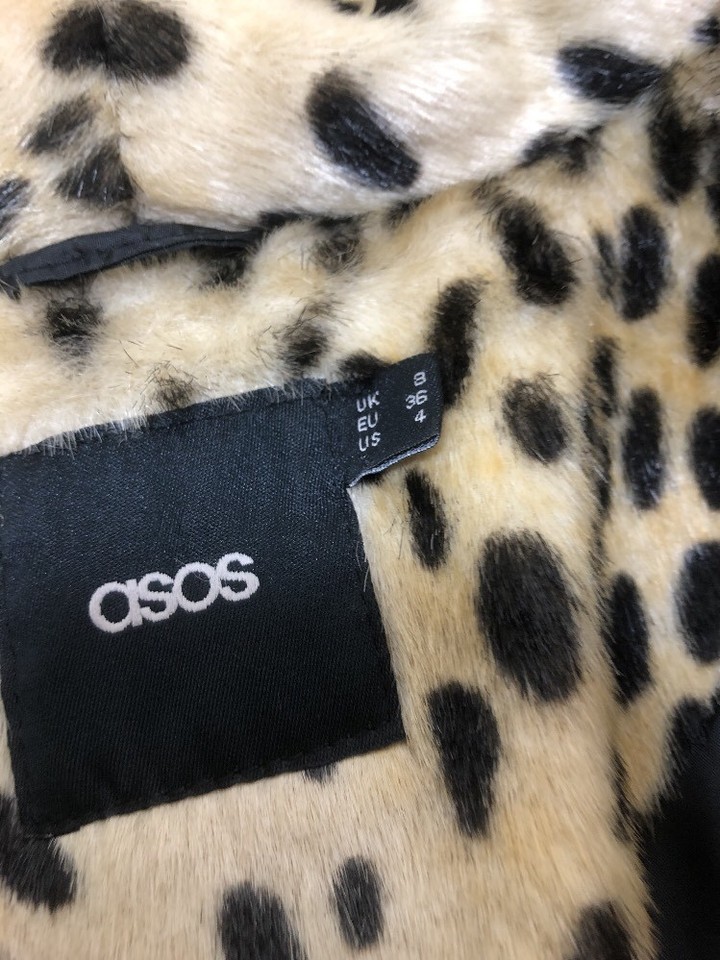 ASOS Leopard Cheetah Double Breasted Faux Fur Coat Sz 4 NEW | eBay