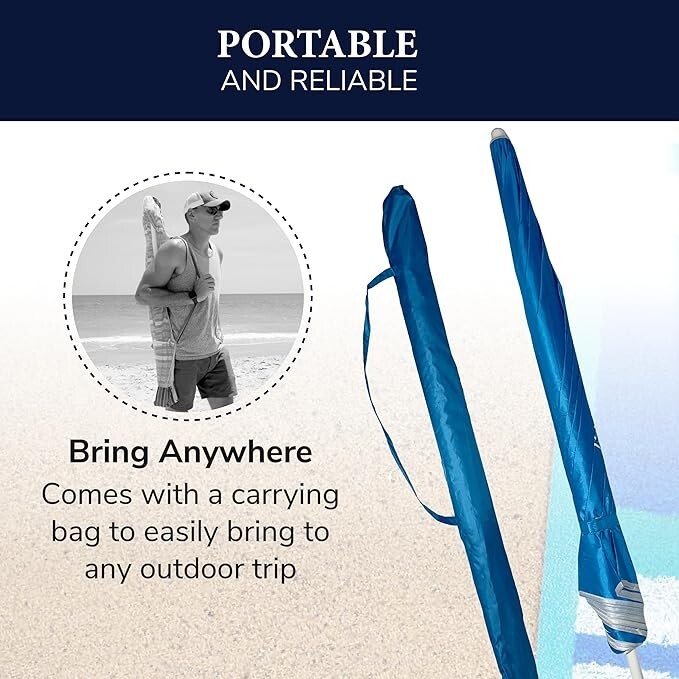 Caribbean Joe CJ-TUVC78BL 6.5 ft Tilting Beach Umbrella - Blue ...