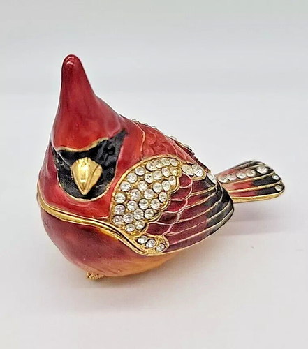 Red Cardinal Trinket Box, jeweled, enamel, NIB - Beautiful | eBay