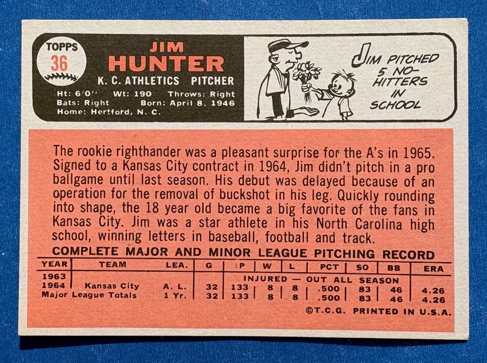 1966 Topps Baseball #36 - Jim Hunter | eBay