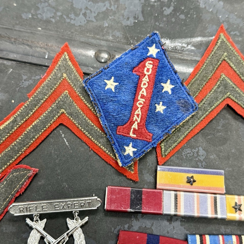 Original WWII USMC Marine Corps Medal Grouping Ega Pins Patches | eBay