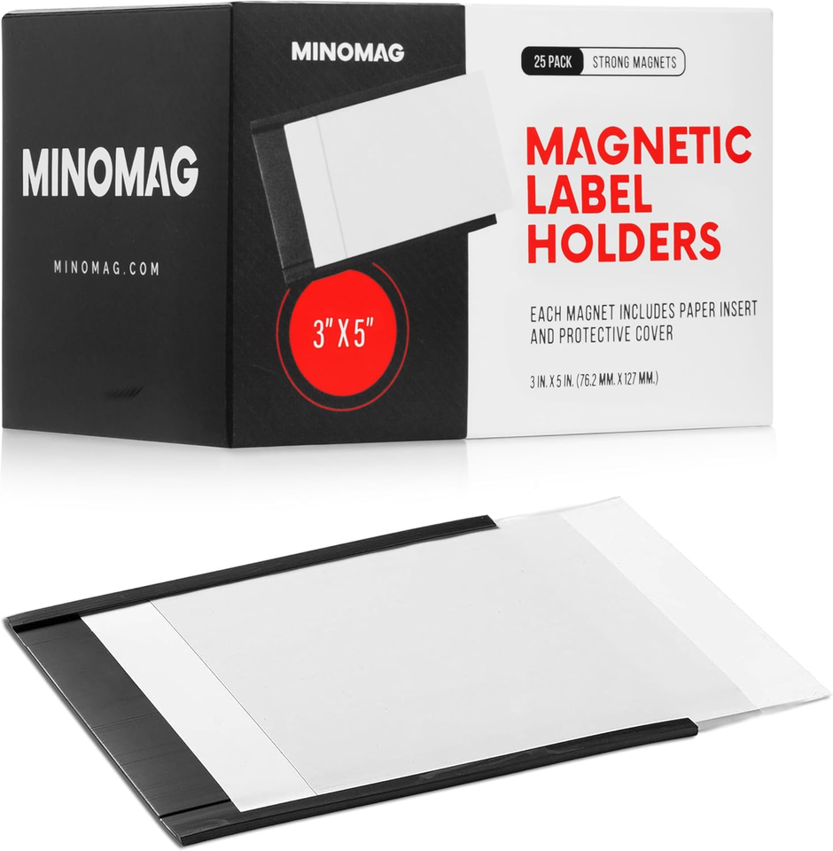 25Pcs Magnetic Label Holders 3X5 Inches | C Channel Magnetic Index Card ...