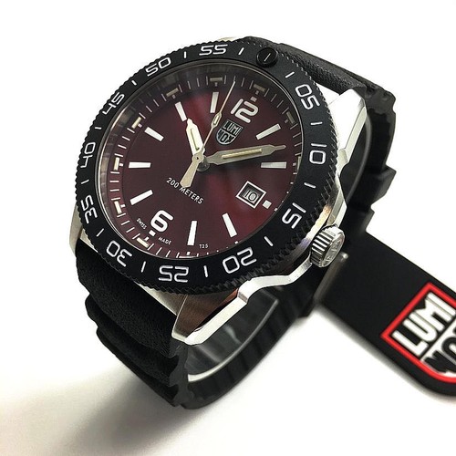 Men's Luminox Pacific Diver Stainless Steel Red Dial Dive Watch 3135 | eBay