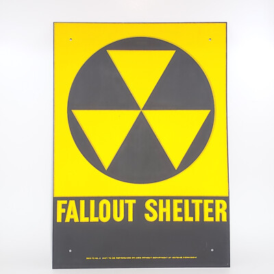 Vintage Original Fallout Shelter Steel Government Sign !! WITH ...