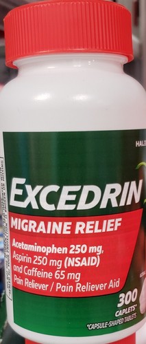 Excedrin Migraine Acetaminophen 250 mg 300 Coated Caplets Exp 7/2027 ...