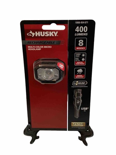 Husky Rechargeable 400 Lumen Multi-Color Micro Headlamp USB Water ...