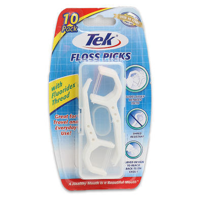 TEK Floss Picks Waxed Nylon Thread Flosser White Floss Picks-10 each | eBay