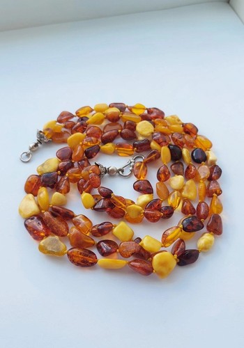 Vintage Natural Amber Old Necklace 40gr. with silver 925 clasps | eBay