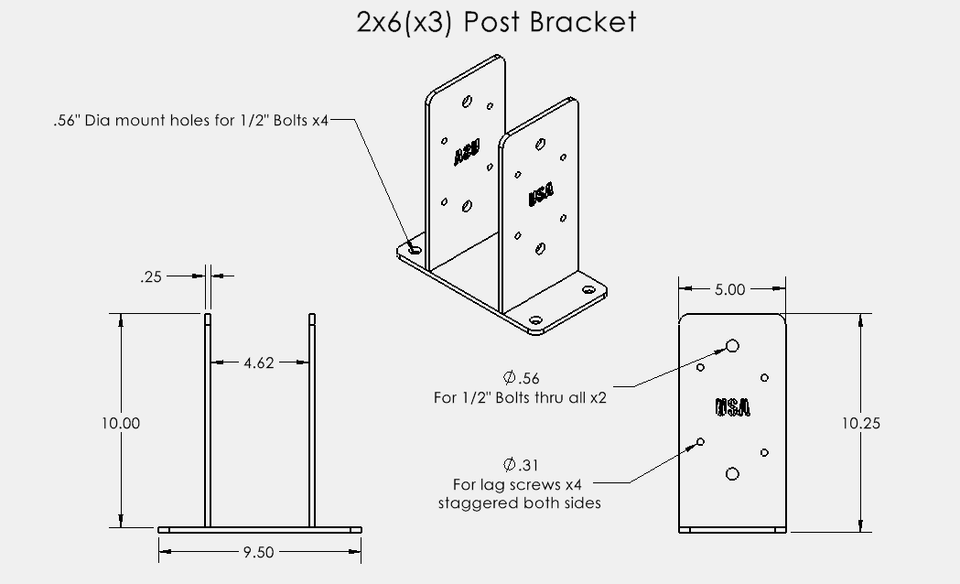 2x6 x3 Column Post Bracket, Pole Barn Bracket, Dry Set | eBay
