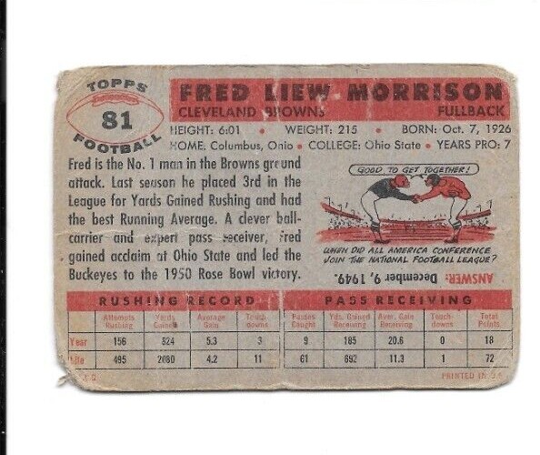 1956 Topps - #81 Fred Morrison | eBay