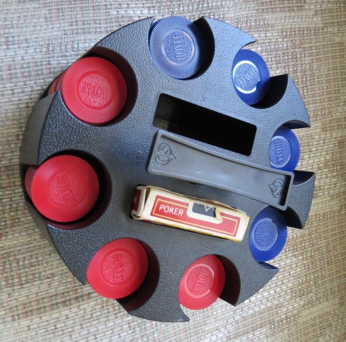Hoyle Revolving Poker Chip Rack - Vintage Walnut with Hoyle Chips in ...