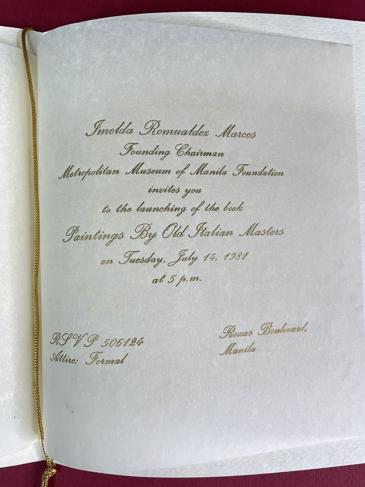 Imelda Marcos Signed 1981 Book w/ Original Book Signing Invitation ...