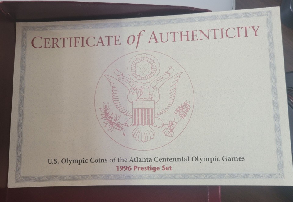 1996 US Mint Olympic Silver Prestige Proof Set Original Packaging & COA ...