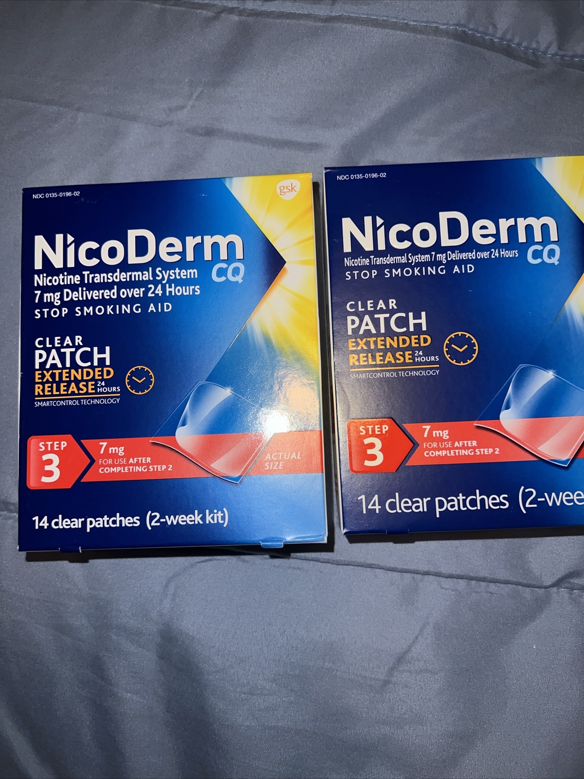 NicoDerm CQ Step 3 7mg Clear Nicotine Patch - 14 Count Lot Of 2 For 28 ...
