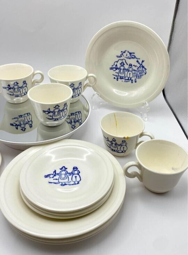 VTG Edwin Knowles Child’s Tea Set Dutch Pattern Blue & White Semi ...