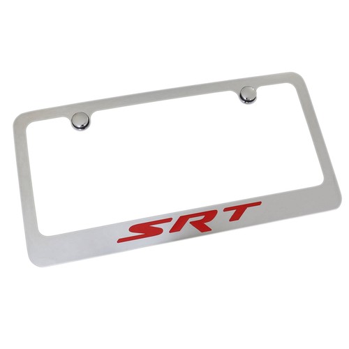 Dodge SRT Logo License Plate Frame (Red on Chrome) | eBay