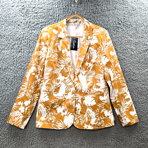 New Capture Womens Blazer Jacket Size 12 Yellow White Floral Long ...