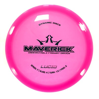 DISC GOLF DYNAMIC DISCS LUCID MAVERICK FAIRWAY DRIVER 173g PINK W/ TEAL ...