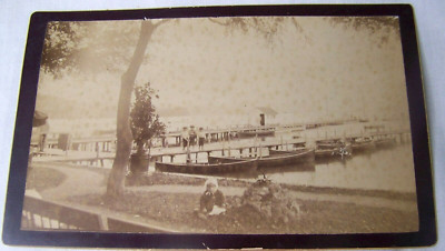 c1900 ANTIQUE COOPERSTOWN NY LAKEFRONT PARK DOCK BOAT PHOTO | eBay