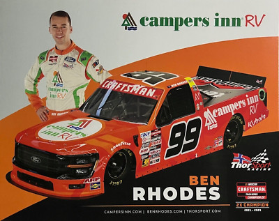 2024 BEN RHODES "CAMPERS INN RV" #99 NASCAR CRAFTSMAN TRUCK POSTCARD | eBay