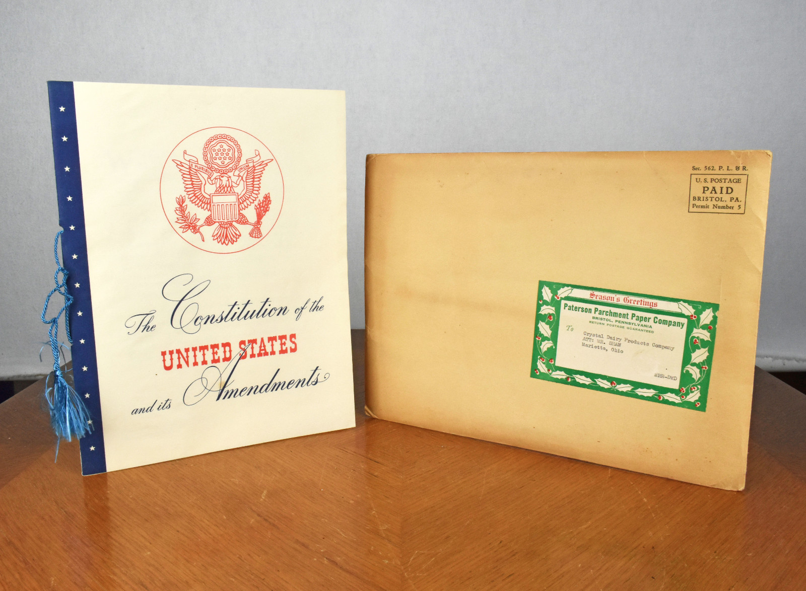 VTG Paterson Parchment Paper Company Constitution Christmas Promotional ...