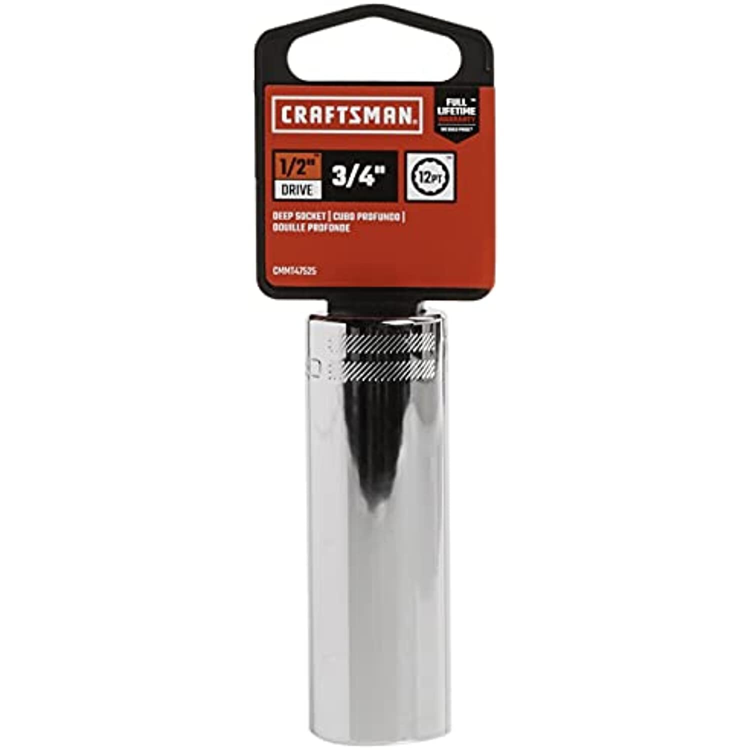 CRAFTSMAN Deep Socket SAE 1/2-Inch Drive 3/4-Inch 12-Point CMMT47525 ...