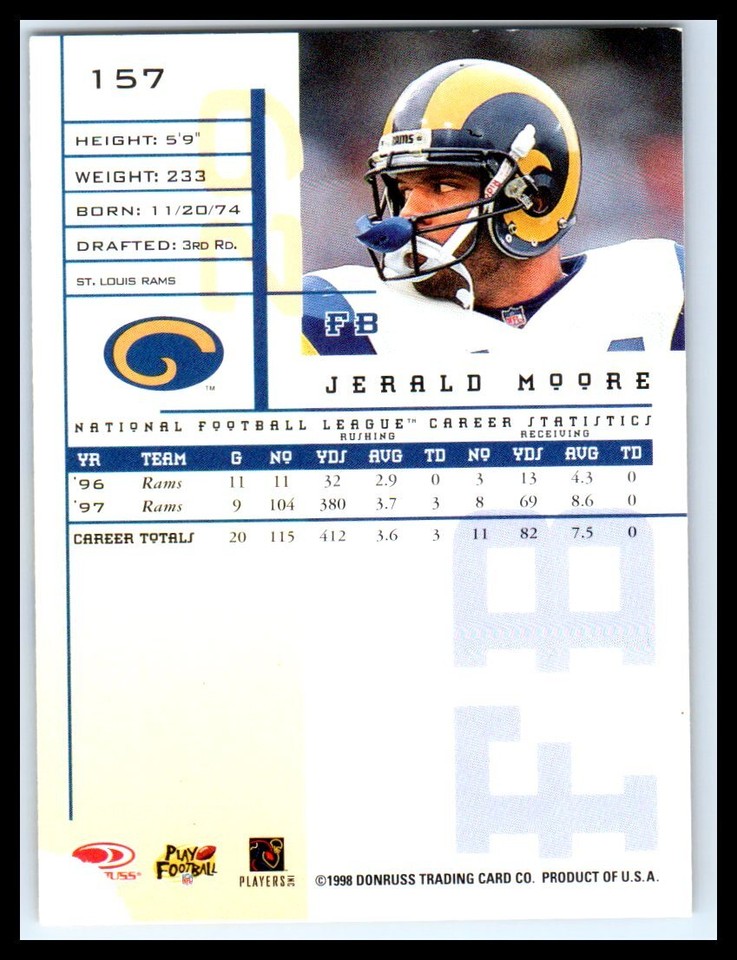 1998 Leaf Rookies & Stars #157 Jerald Moore MT-NRMT Football Card | eBay