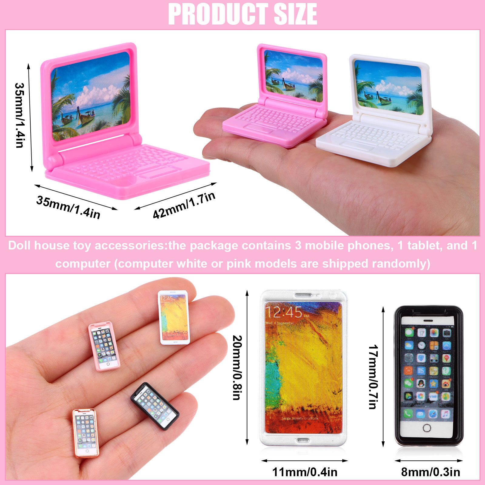 5 Pcs/Set Dollhouse Mini Laptops/Phone,Scene Miniatures Computers Toy ...