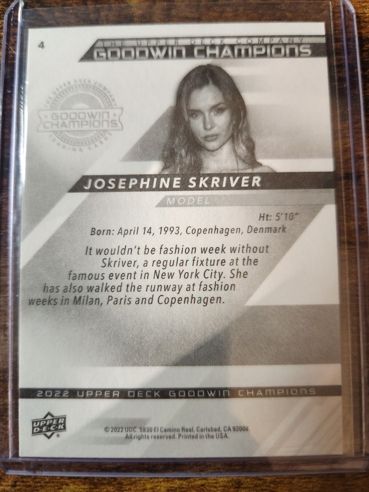 2022 UD Goodwin Champions Josephine Skriver #4 Sports Illustrated Model ...