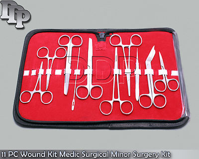 11 PC Wound Kit Medic Surgical Minor Surgery Instrument Scissor Forceps ...