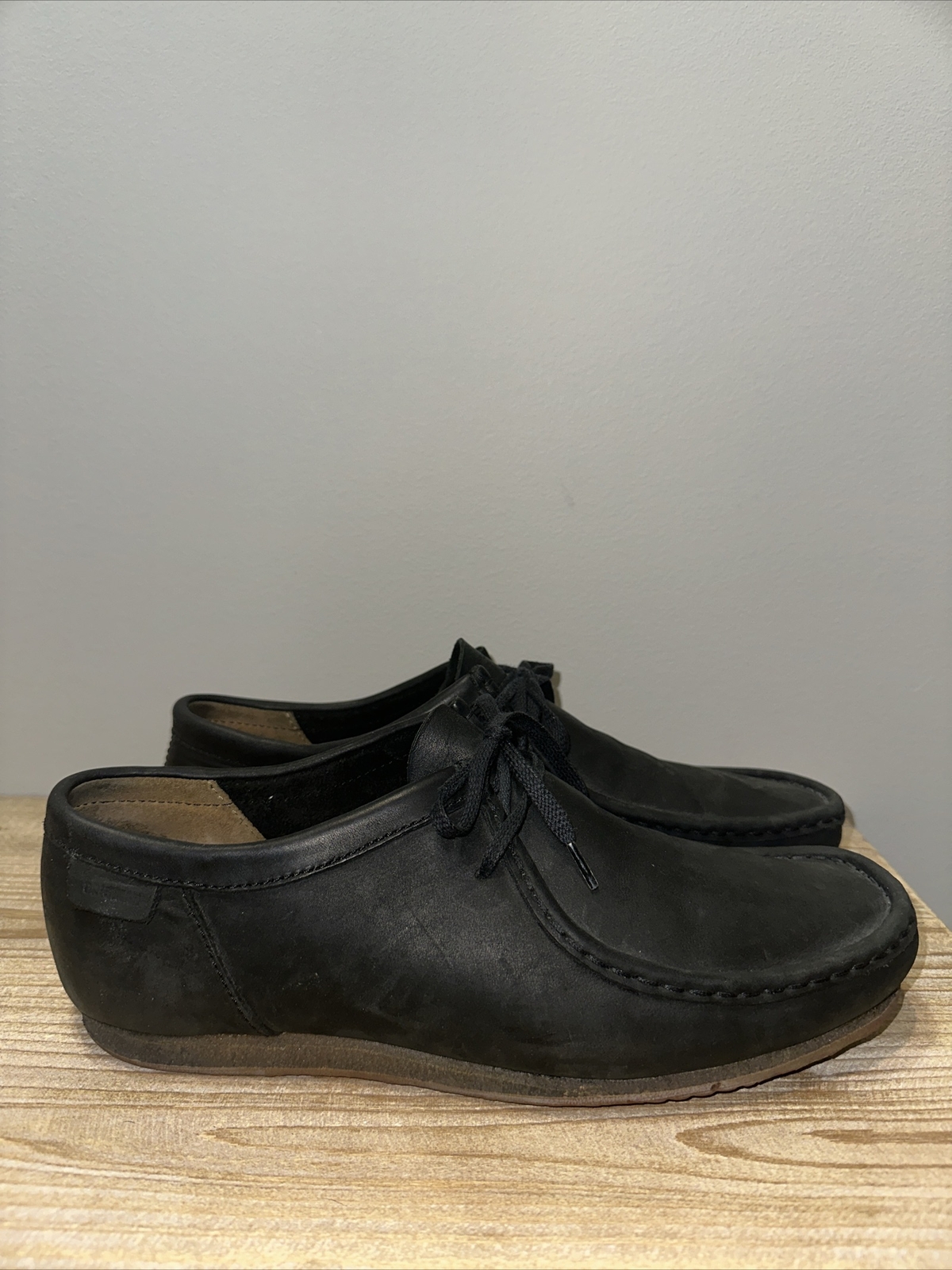Clarks Wallabees Low Men’s Sz 9.5 Matte Black Leather RARE Actual Real ...