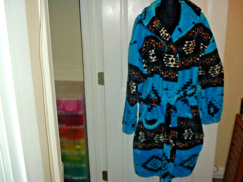 Vintage Men's or Ladies Aztec Robe with Belt Vibrant Colors Large ...