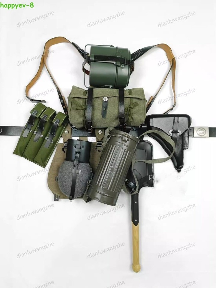 Replica WW2 WWII Equipment MP40/98K Canvas Field Gear 11pcs Combination ...