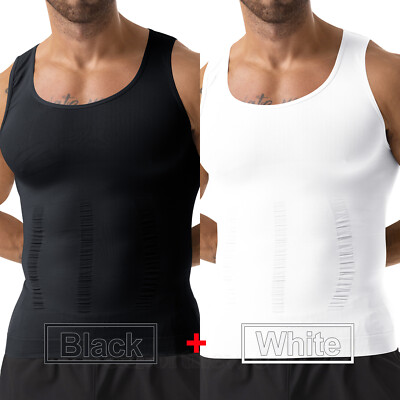 Men Shaping Slimming Body Shaper Underwear Compression Vest Singlet Dad ...