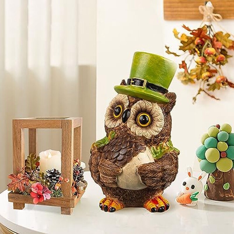 Owls Statue Fall Resin Bird Figurines Ornaments Cute BedRoom Decor ...