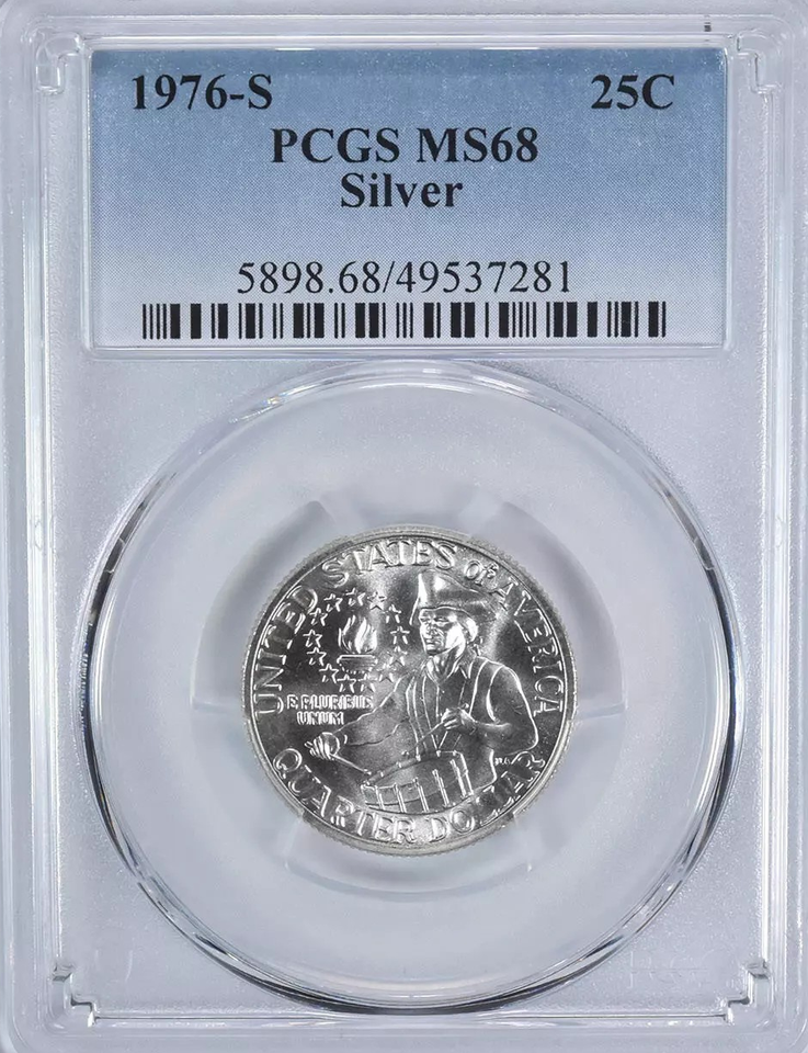 PCGS 1976 S Washington Silver Quarter 25c -Rare Bicentennial MS-68 PCGS ...