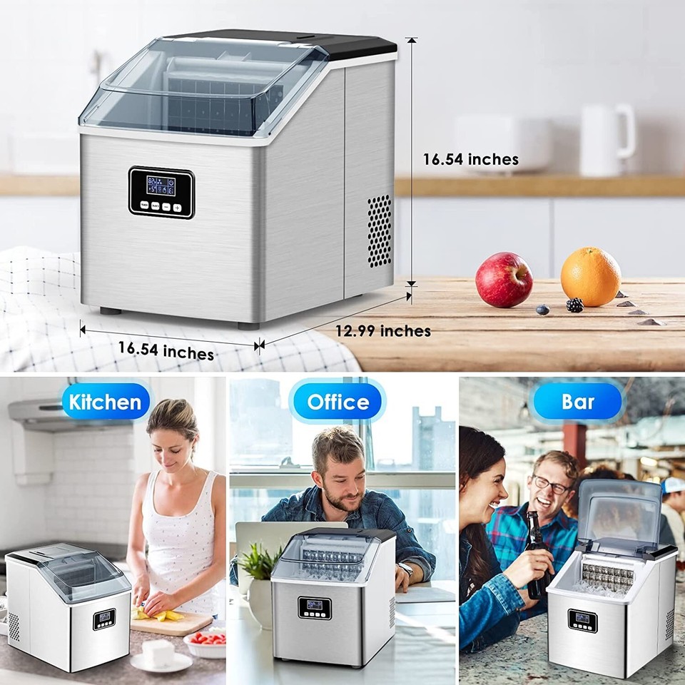 Ice Maker Countertop - 40Lbs/24H Auto Self-Cleaning 24 Ice Cubes in 13 ...