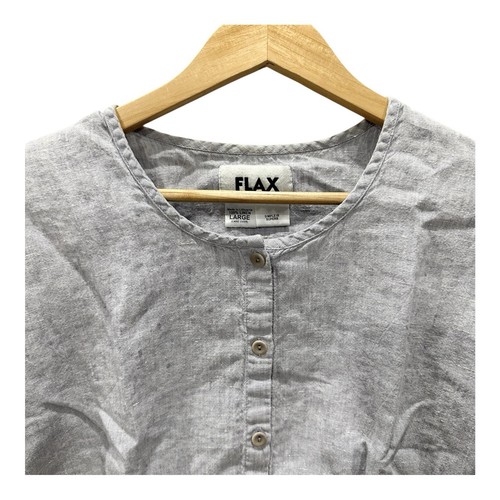 FLAX by Jeanne E. Top Womens L 100 % Linen Icey Blue Gray Oversized ...