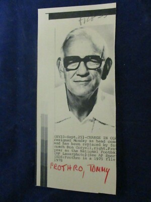 1978 NFL Tommy Prothro head coach resigns Vintage Wire Press Photo | eBay
