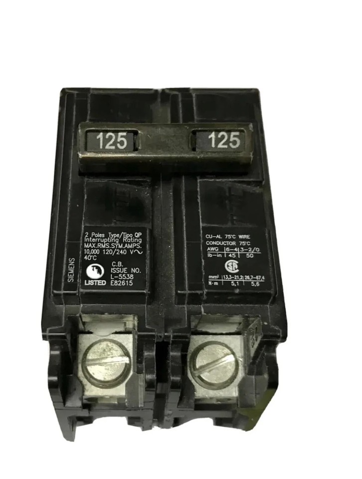 NEW Siemens Q2125 125-Amp Double Pole Type QP Circuit Breaker ...