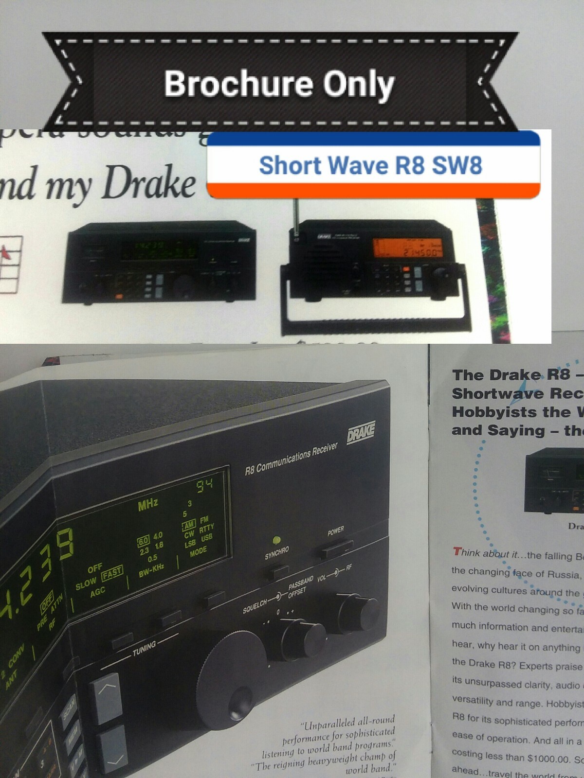Drake Short Wave Radio R8 and SW8 Advertising Brochure Pamphlet with ...