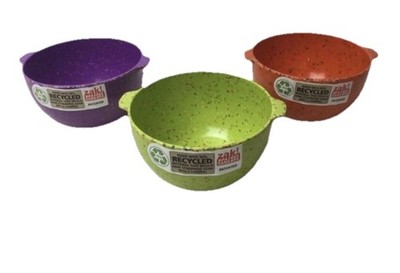ZAK Confetti 3-piece Prep Condiment Bowl w/ Tab Handle Orange Purple ...