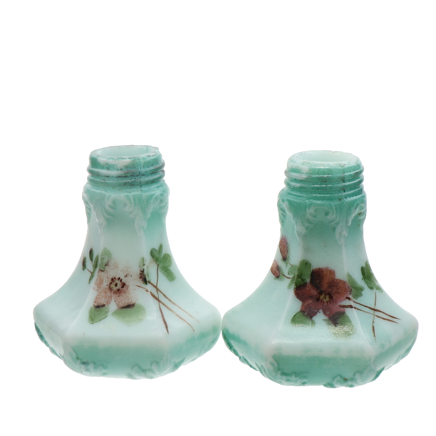 Victorian EAPG Fostoria 1247 Hexagon Decorated Milk Glass Shaker Set 3 ...
