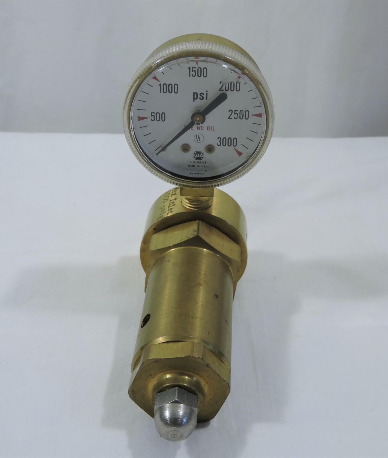 USG US Gauge BU-2581-AL 0-3000 PSI w/ CGA -580 Inlet Connection CYL-3 P ...