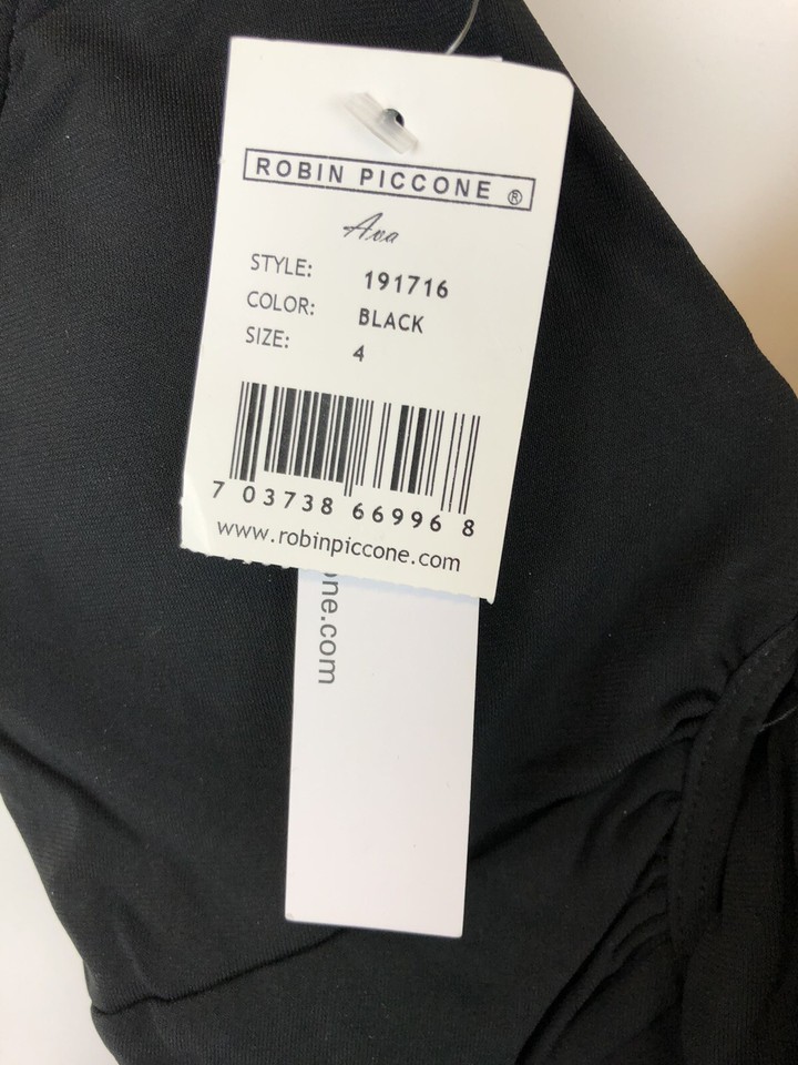 Robin Piccone Ava Plunging Black One Piece Swimsuit Size 4 | eBay