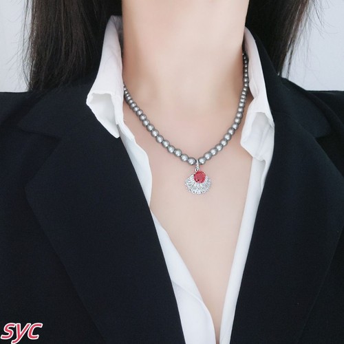 New In GIft Box Hyperbola pendant with staggered circles, red, rhodium ...