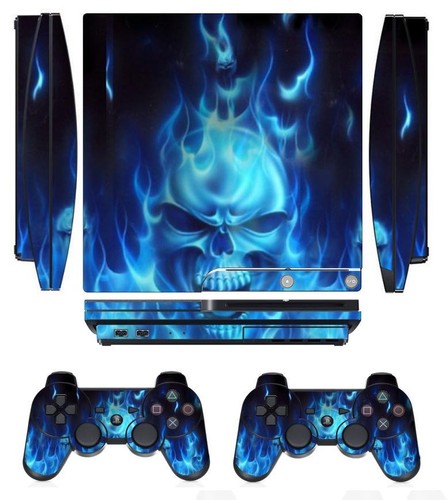 Blue Fire 256 Skin Sticker Cover PS3 PlayStation 3 Slim and 2 ...