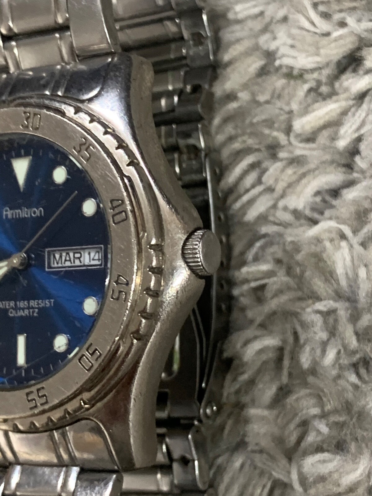 Armitron 20/1199 2105 Rotating Bezel Day Date Blue Dial Quartz Watch ...