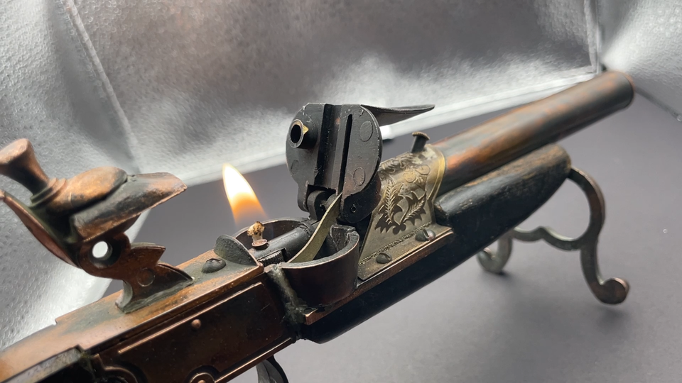 Vintage Pirate Derringer Pistol Long Barrel Bronze Table Lighter ...